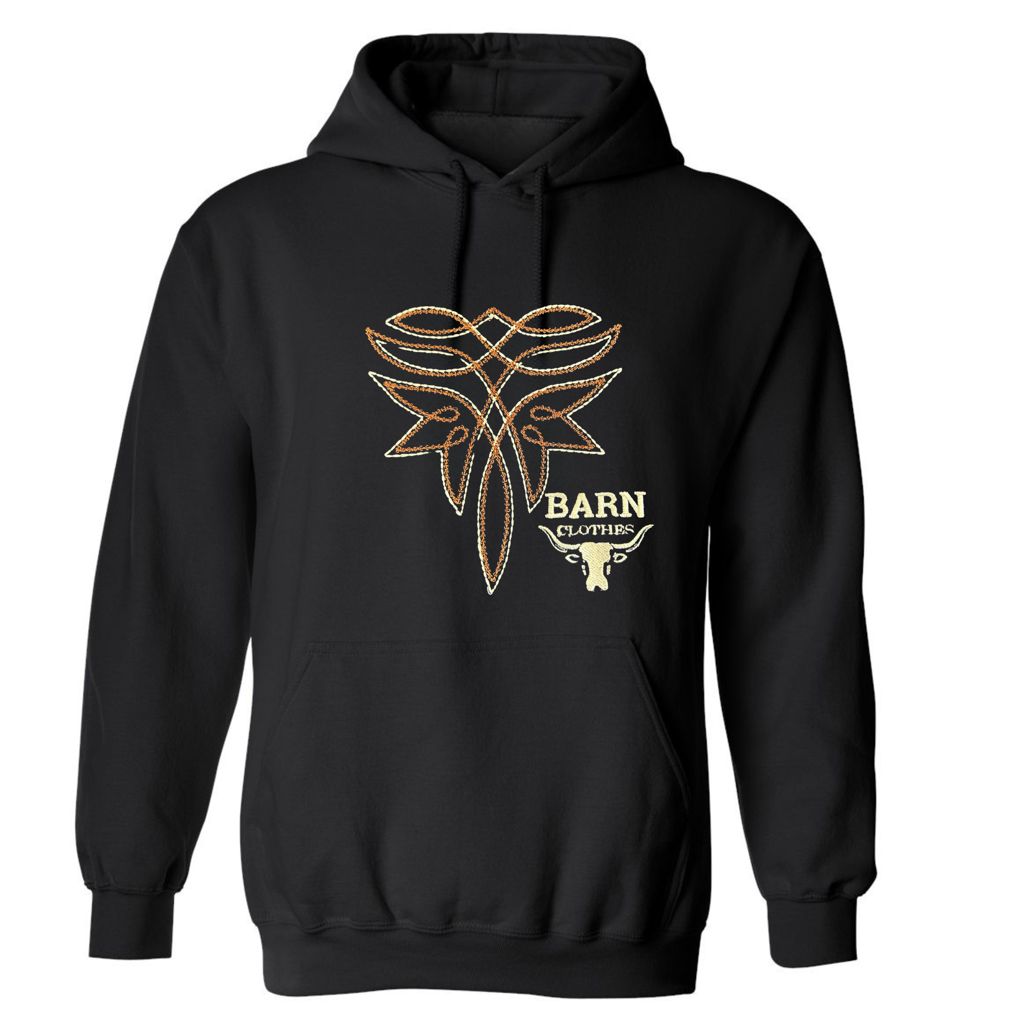 Boot Stitch Hoodie ~ Black / Tan | Barn Clothes